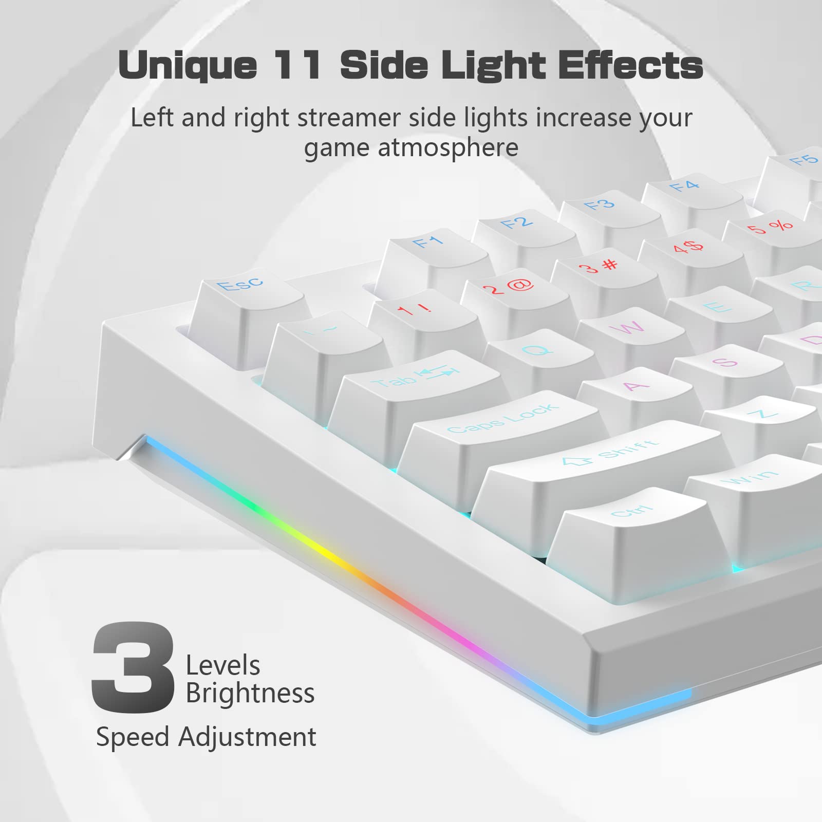 AULA Mechanical Keyboard, 87 Keys RGB Backlight Gaming Keyboard, Compact Wired Computer Keyboards for Windows PC (White, Brown Switch)