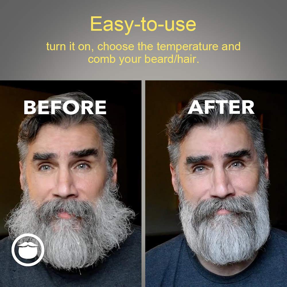 ANLAN Ionic Beard Straightening Comb Beard Straightener Mens Heated Brush Electric Beard Brush Hot Comb Hair Straightener Brush with Heating Control Dual Voltage Hot Tools, 110V-240V