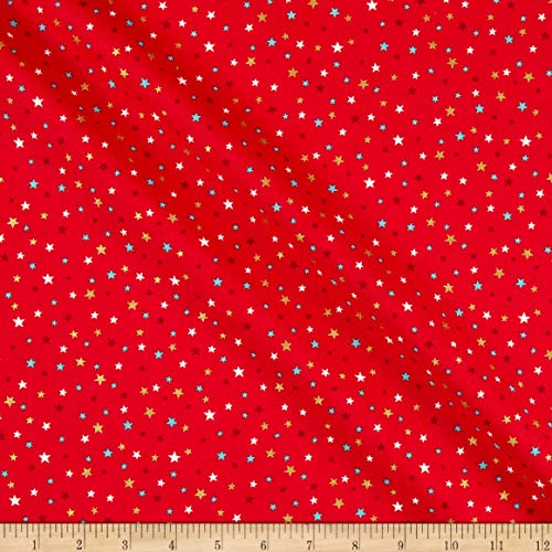 Andover/Makower UK Let It Snow Multi Stars Red, Quilting Fabric by the Yard