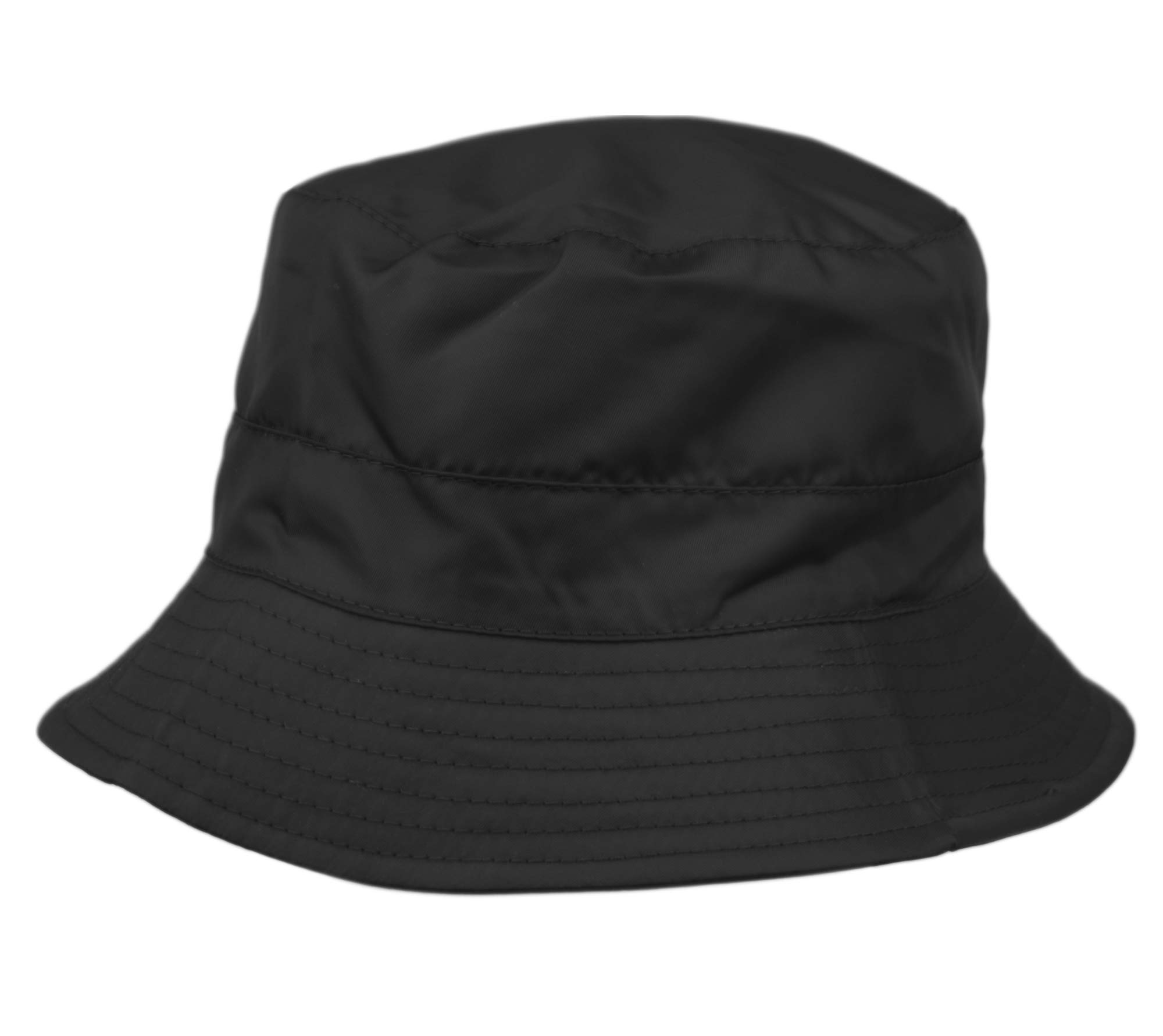 Adjustable Waterproof Bucket Rain Hat in Nylon, Easy to fold (BLACK)