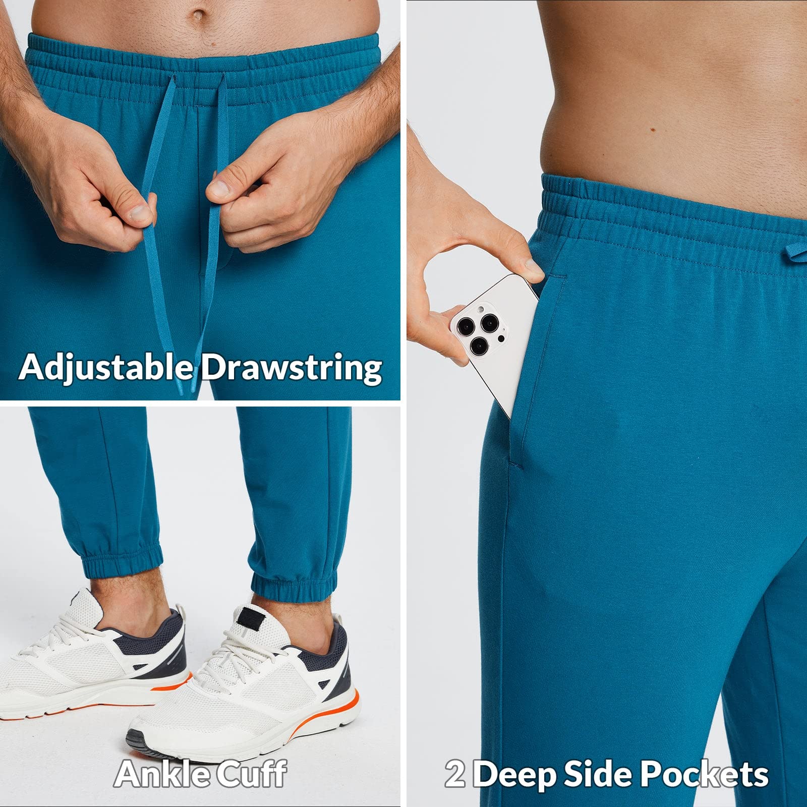 BALEAF Men's Fleece Joggers Warm Sweatpants Cotton Thick Workout Jogging Exercise Athletic Tapered Pants with Pockets Charcoal XL