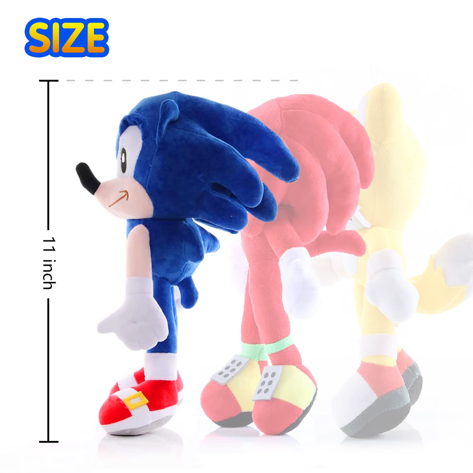 Ayaksmi Sonic Plush, 11'' Tall 2 Toys Figures Cotton Soft Stuffed Game Doll for Kids Boys Girls Gift B+r+y