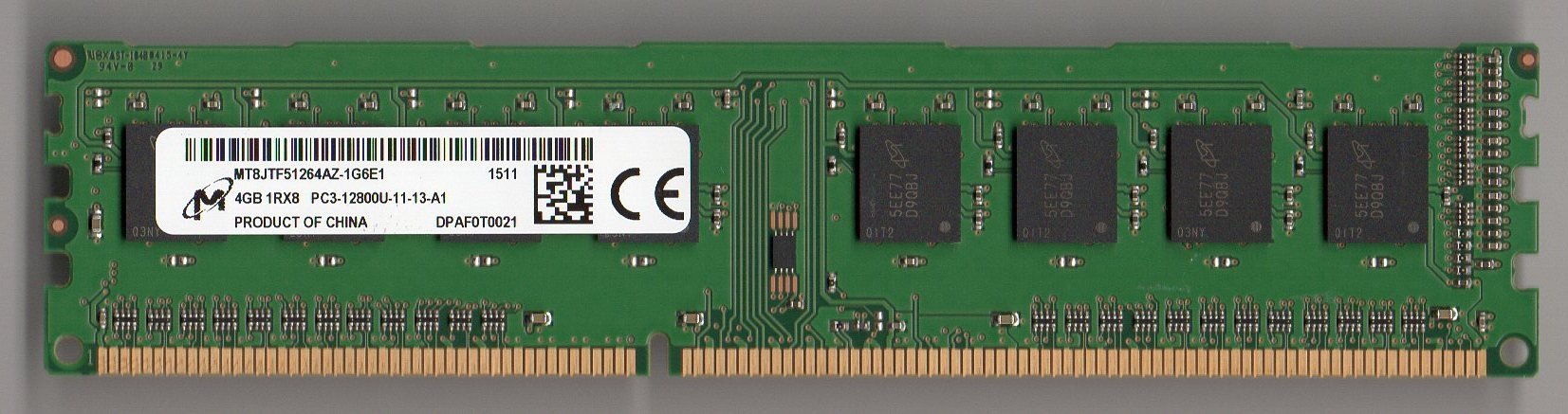 Micron 4GB DDR3 1Rx8 PC3-12800U MT8JTF51264AZ-1G6E1 Desktop RAM Memory