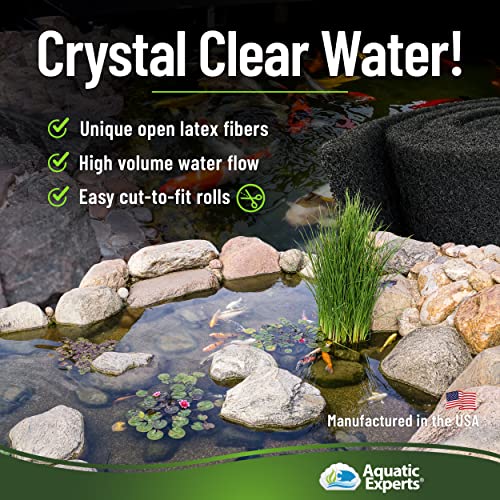 Aquatic Experts Classic Koi Pond Filter Pad COARSE – Black Bulk Roll Pond Filter Media, Rigid Ultra-Durable Latex Coated Fish Pond Filter Material US, (3/4" - 1" x 12" x 48")