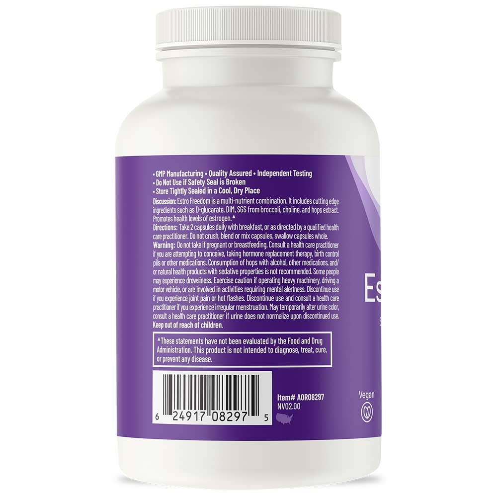 AOR, Estro Freedom, Vegan, Natural Supplement to support healthy estrogen balance and healthy, regular menstruation, 60 Capsules (30 Servings)