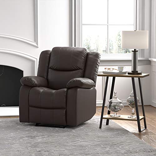 Amazon Brand – Ravenna Home Recliner Chair, 37"W, Leather, Brown
