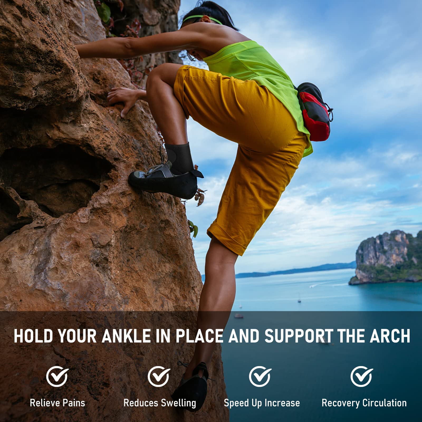 Ankle Support Brace, Adjustable Wrap for Running, Basketball, Injury Recovery, Sprain! Ankle Wrap for Men, Women, and Children