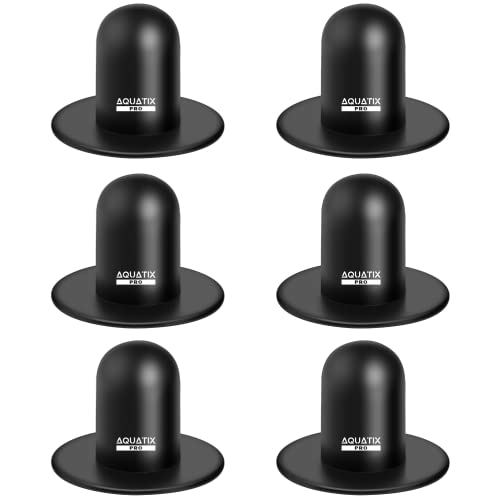 Aquatix Pro Pool Plugs 6pc Fits Intex, Bestway, Coleman & Summer Escape Above Ground Swimming Pools, Replacement Wall Plugs, Strainer Hole Plug, Filter Pump Water Stopper, Durable Drainer Plugs Black