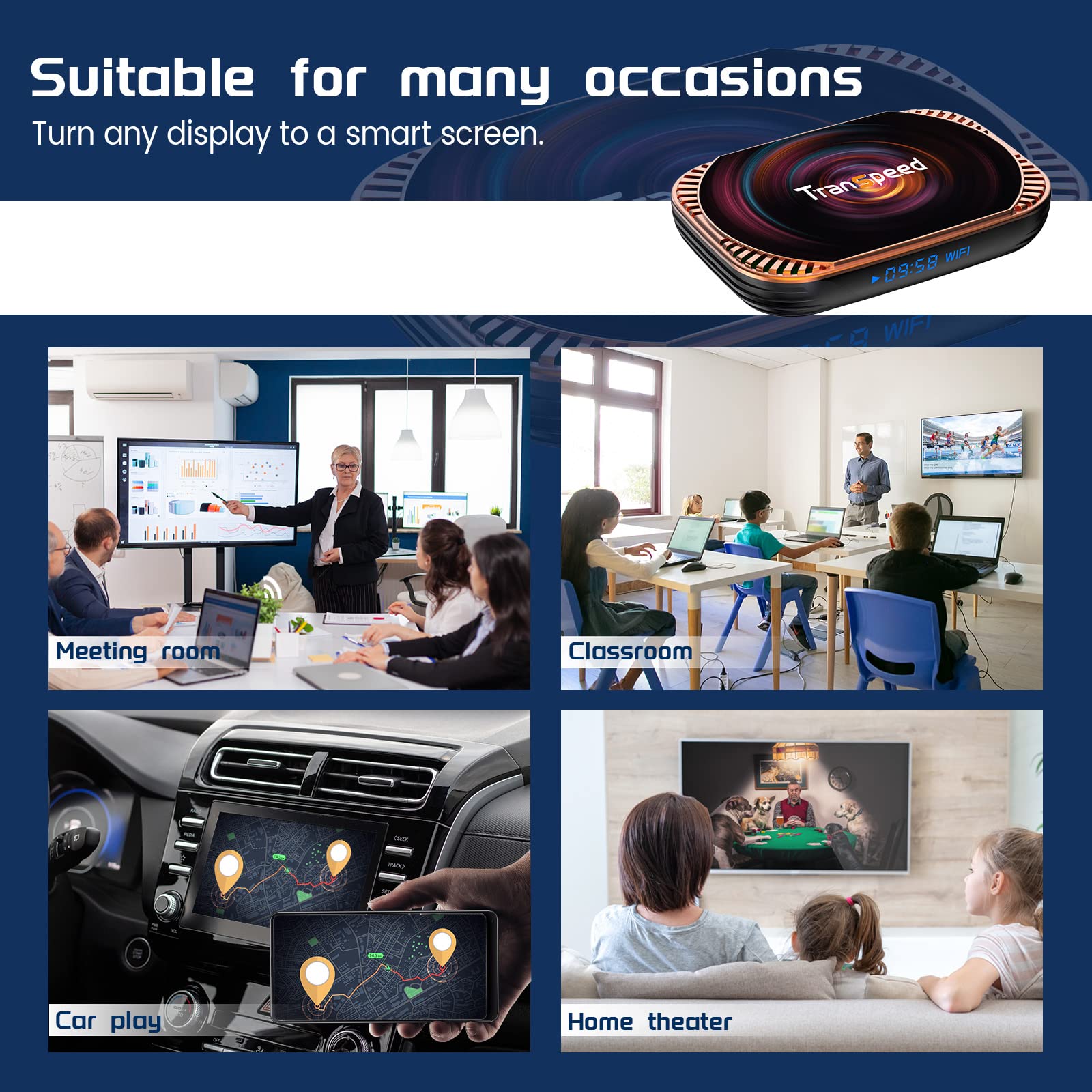 Android TV Box 11.0 4GB RAM 64GB ROM, Amlogic S905X4 64-bit ARM A55 CPU, Support 4K 8K Output/USB 3.0 Bluetooth 4.1/ 5G Wi-Fi 1000M with 2.4GHz Mini Wireless Keyboard