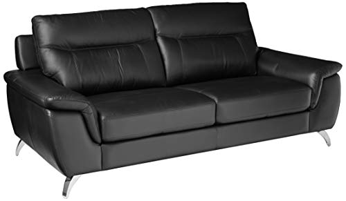 Cortesi Home Chicago Leather Sofa, 79", Black