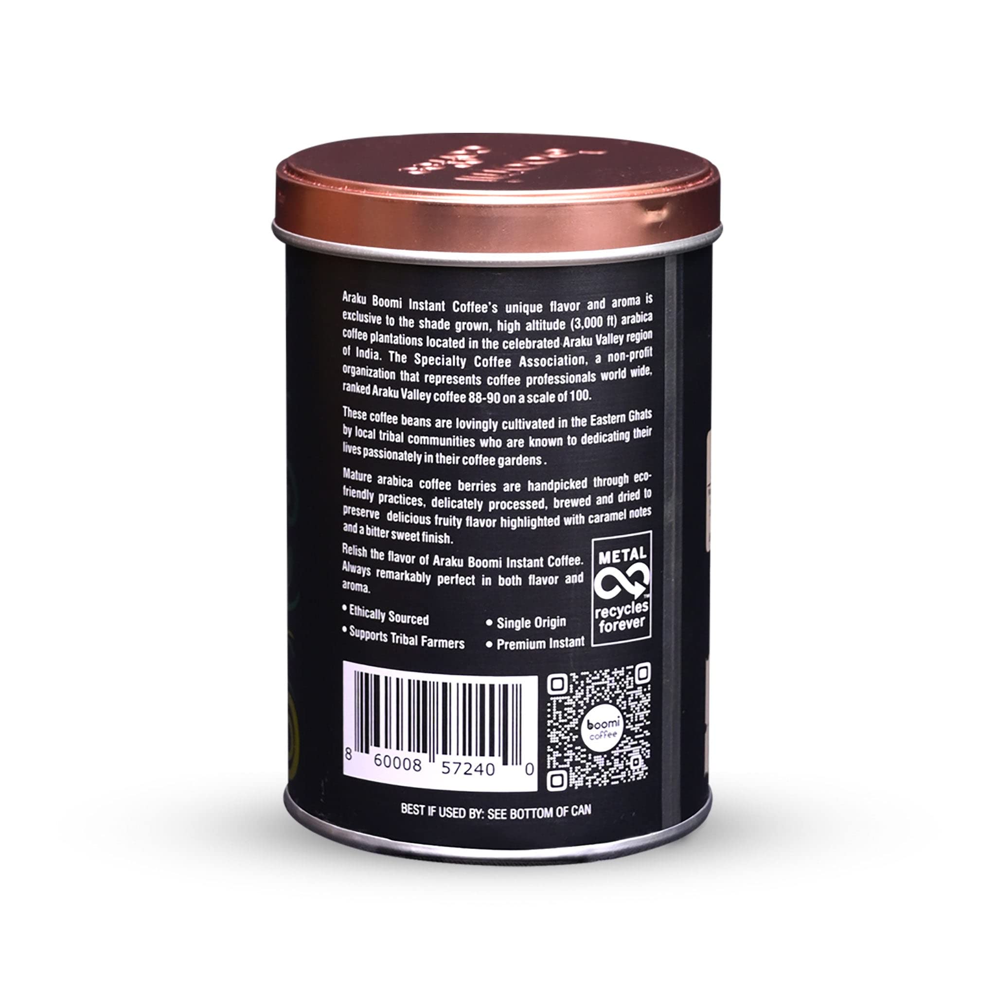 Araku Boomi Premium Single Origin Instant Coffee Powder, Medium Roast, Made from 100% Arabica Beans from Araku Valley | Best Instant Coffee | 3.5 Ounce Tin (2 Pack) (Up to 100 Cups)