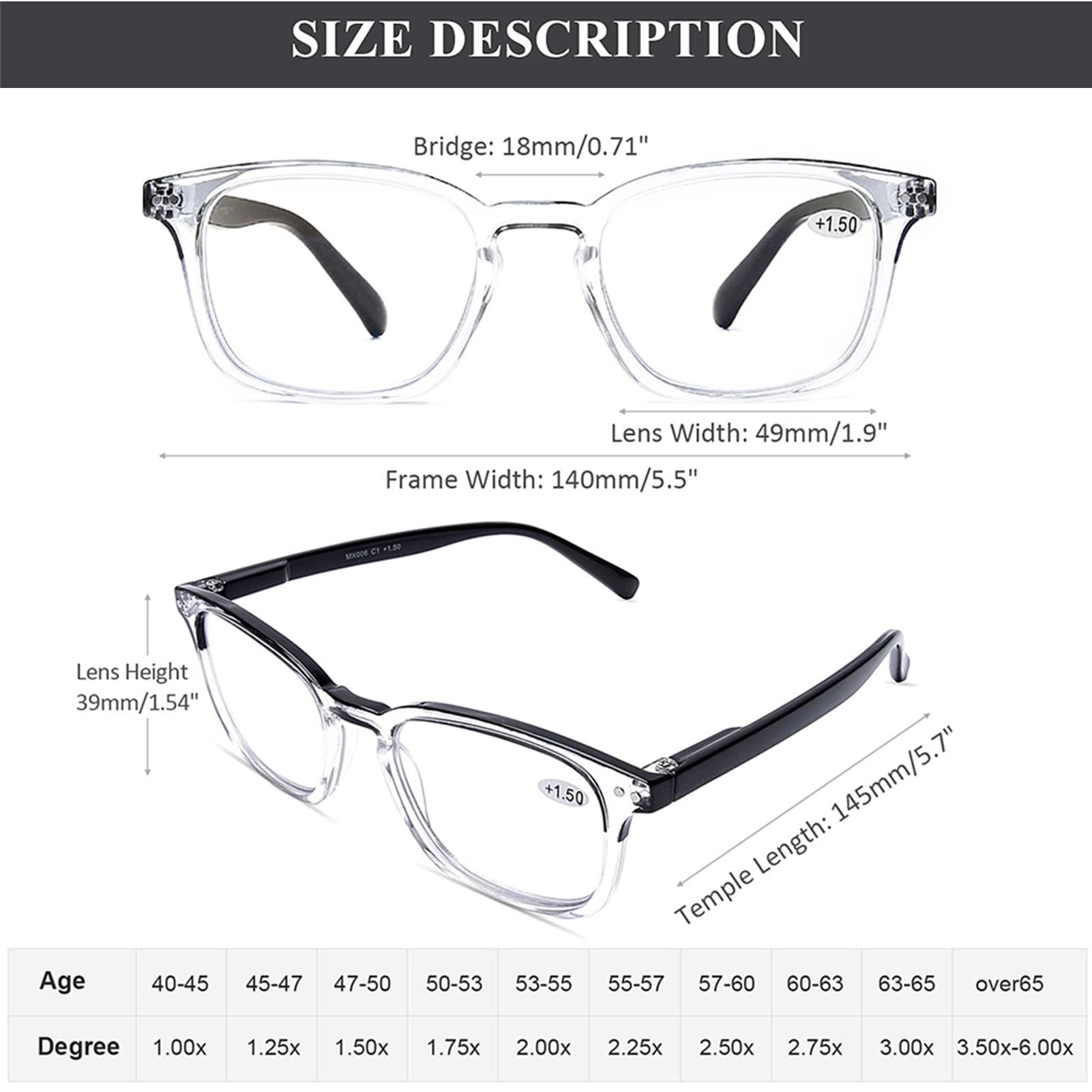 AQWANO Computer Reading Glasses Blue Light Blocking, Quality Clear Readers for Women Men Anti Glare Filter UV Ray Filter with Spring Hinge, 2.0