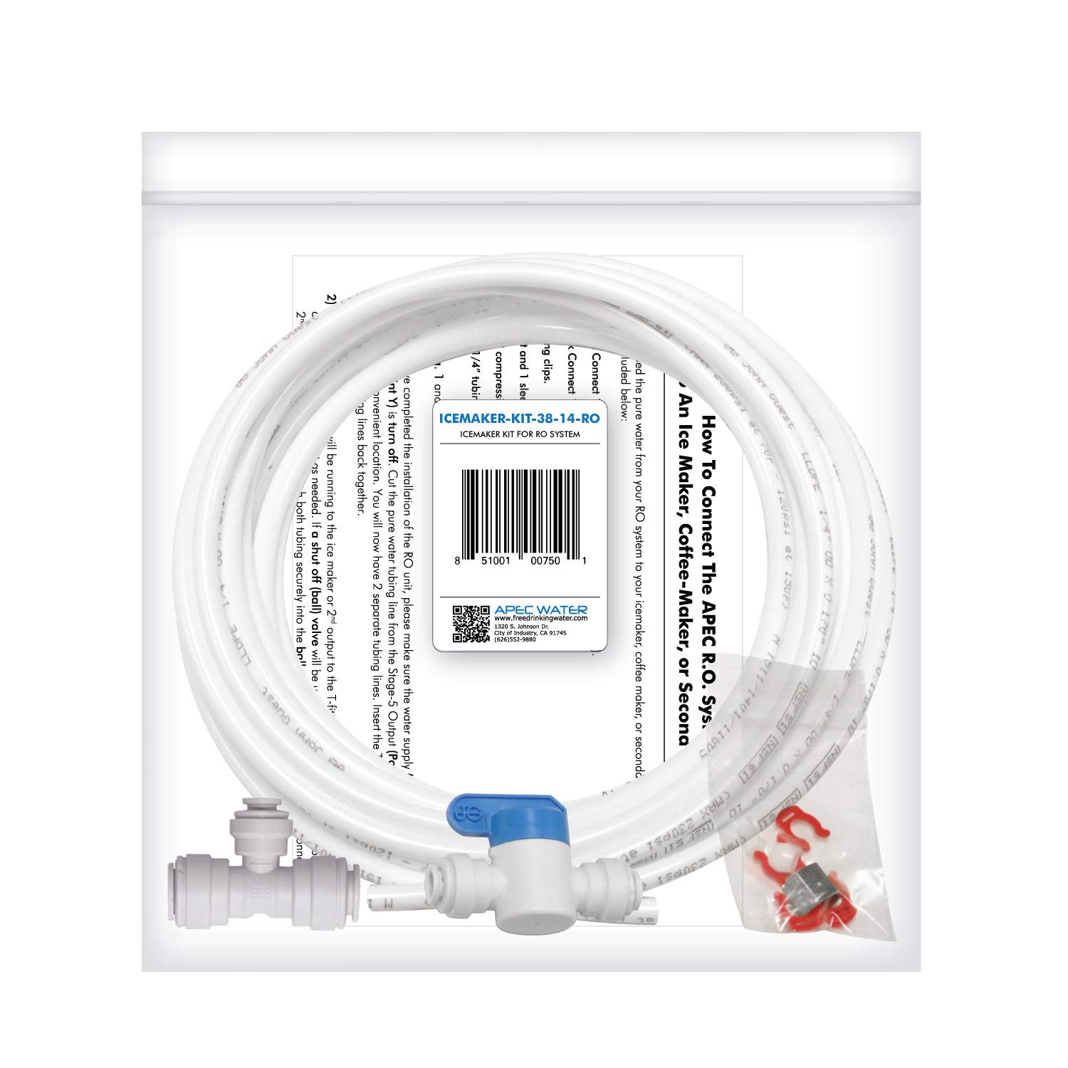 APEC Water Systems ICEMAKER-KIT-38-14-RO Ice Maker Kit for Reverse Osmosis System with upgraded 3/8" Output (RO-Hi model), Refrigerator & Water Filters