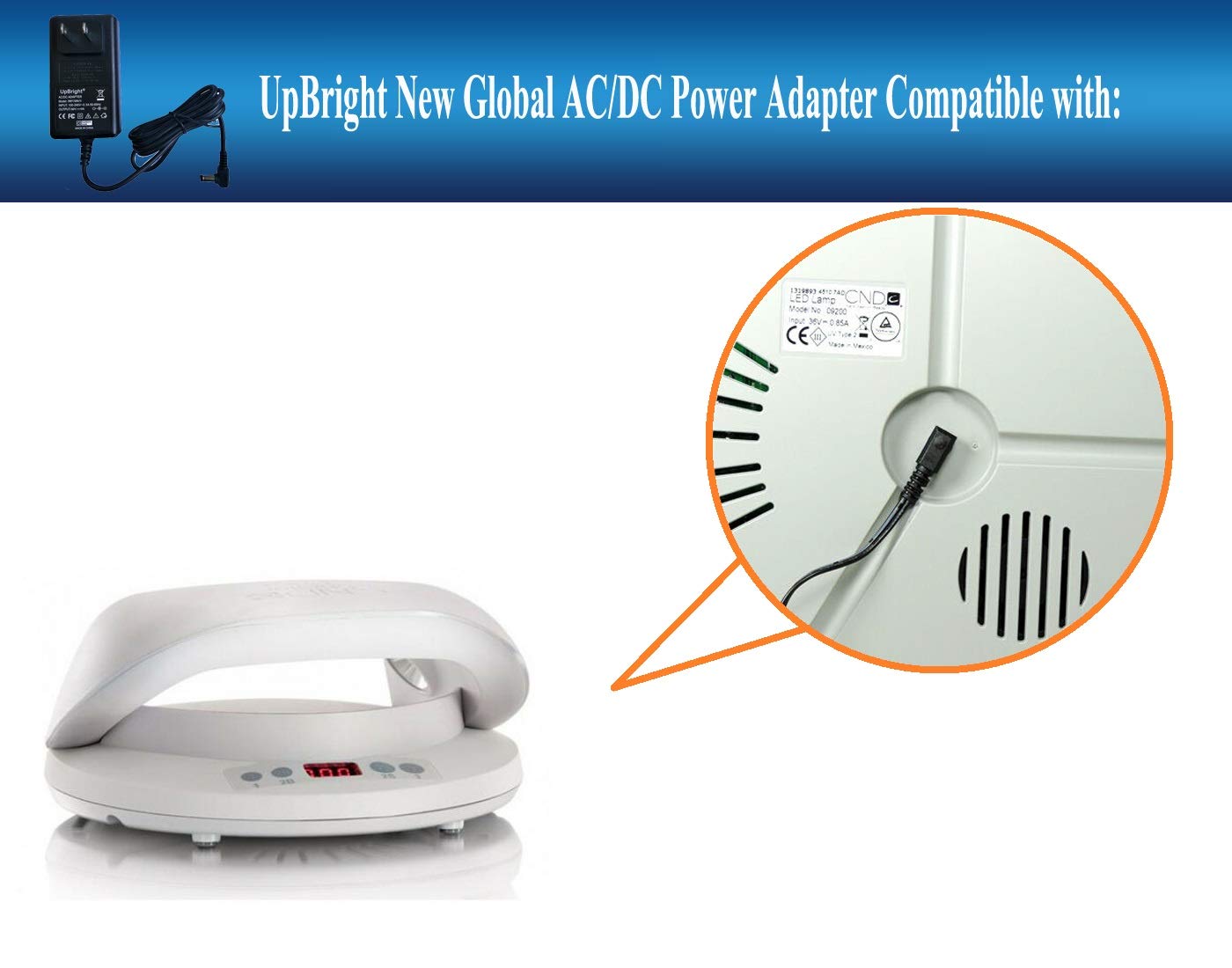 UpBright 36V AC/DC Adapter Compatible with Model YS35-3601000U CND LED Light Lamp Dryer 9200 09200 90200 C09200 JP3600 GM-769323 36V1A CND C LED 3C Technology 769323 UV KLC-3600100 Lamp Dryer 100-240V