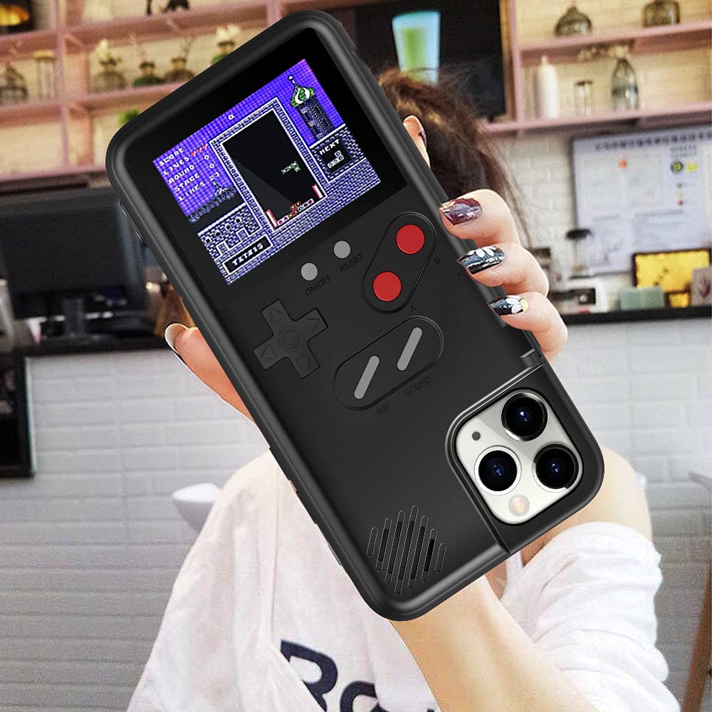 Autbye Gameboy Case for iPhone, Retro 3D Phone Case Game Console with 36 Classic Game, Color Display Shockproof Video Game Phone Case for iPhone (Black, for iPhone 6/6s/7/8)