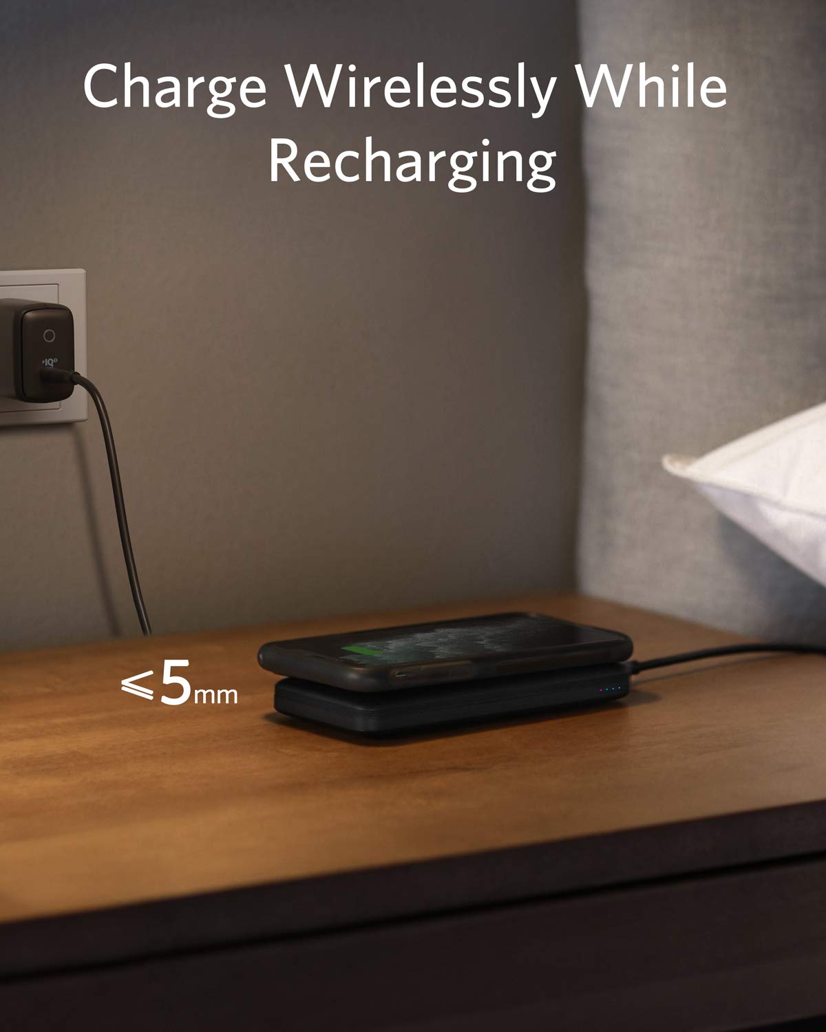 Anker Wireless Power Bank, PowerCore 10,000mAh Portable Charger with USB-C (Input Only), External Battery Pack Compatible with iPhone 12, Mini, Pro, Pro Max, Samsung, iPad 2020 Pro, AirPods, and More.