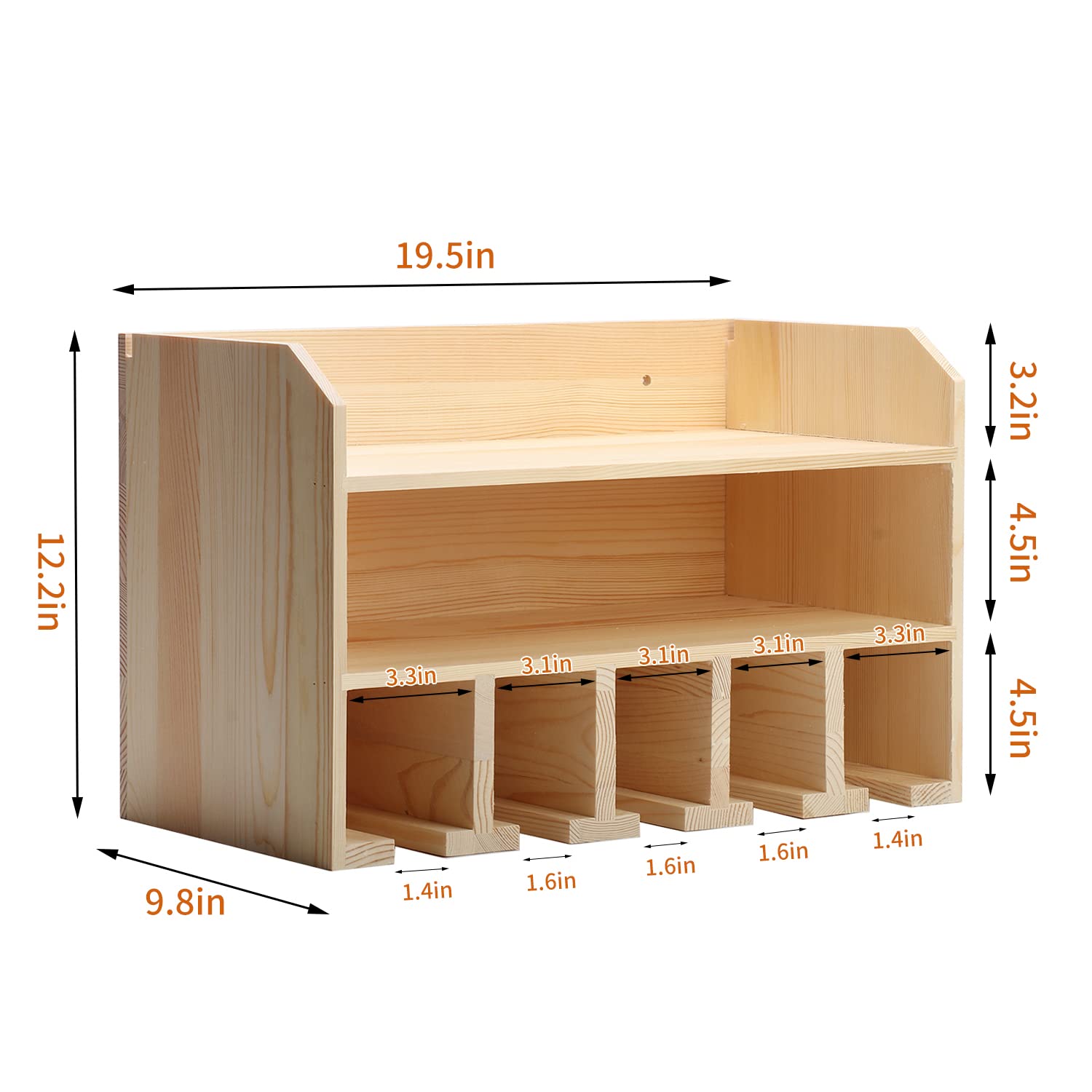 Baoz Wooden Power Tools Organizer Cabinets 5 Hanging Slots Drill Charging Station Wall Mounted Garage Tool Holder Cordless Drills Storage Shelf Rack for Circular Saw, Screwdriver Drill Impact Wrench