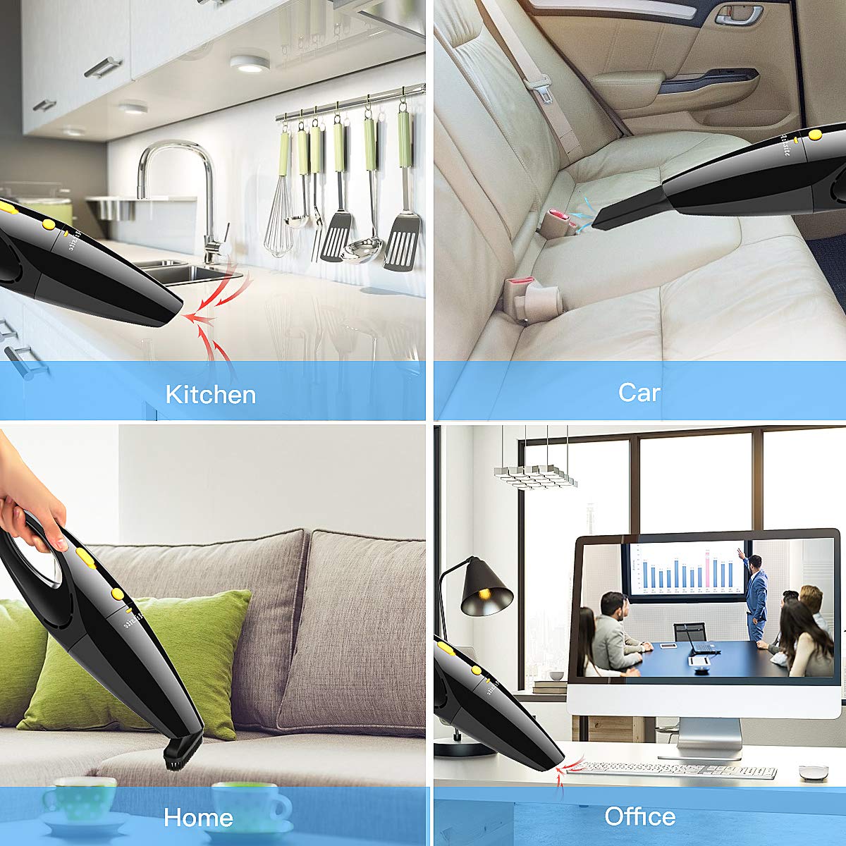 Aitsite Cordless Handheld Vacuum Cleaner 120W Powerful Portable Car Vacuum Cleaner Mini Hand Held Wet and Dry Vacuum with Rechargeable Battery