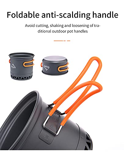 ANKONG Camping Cookware Set Heat Exchange Design Outdoor Pot Pan Set for Hiking Backpacking Travel with Storage Bag