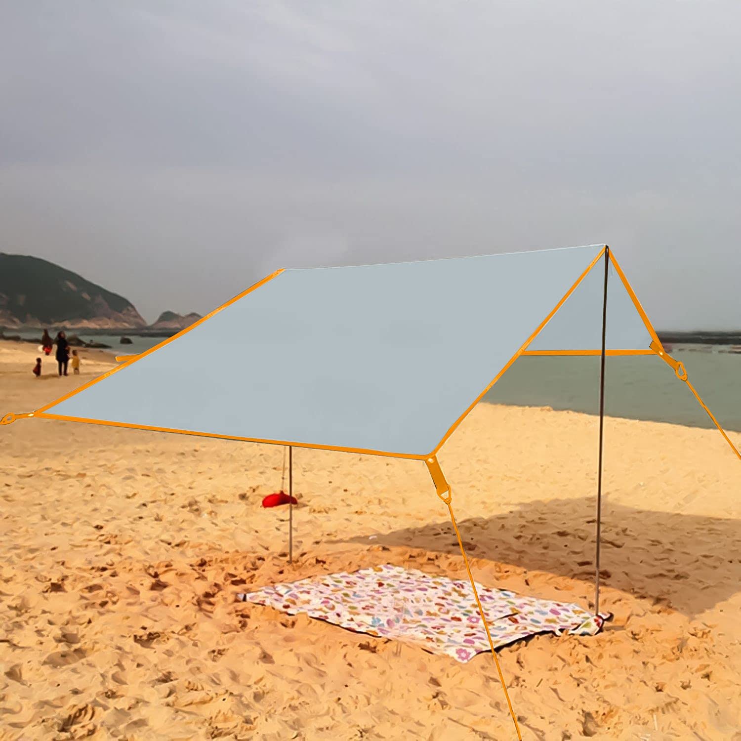ARAER Camping Tent Tarp Hammock Rain Fly 3.3 lbs 3000 PU Waterproof Windproof Sunshade Hiking Backpacking Cycling Gear 4 Stakes 8 Ropes (Gray-10 x 15 Ft)