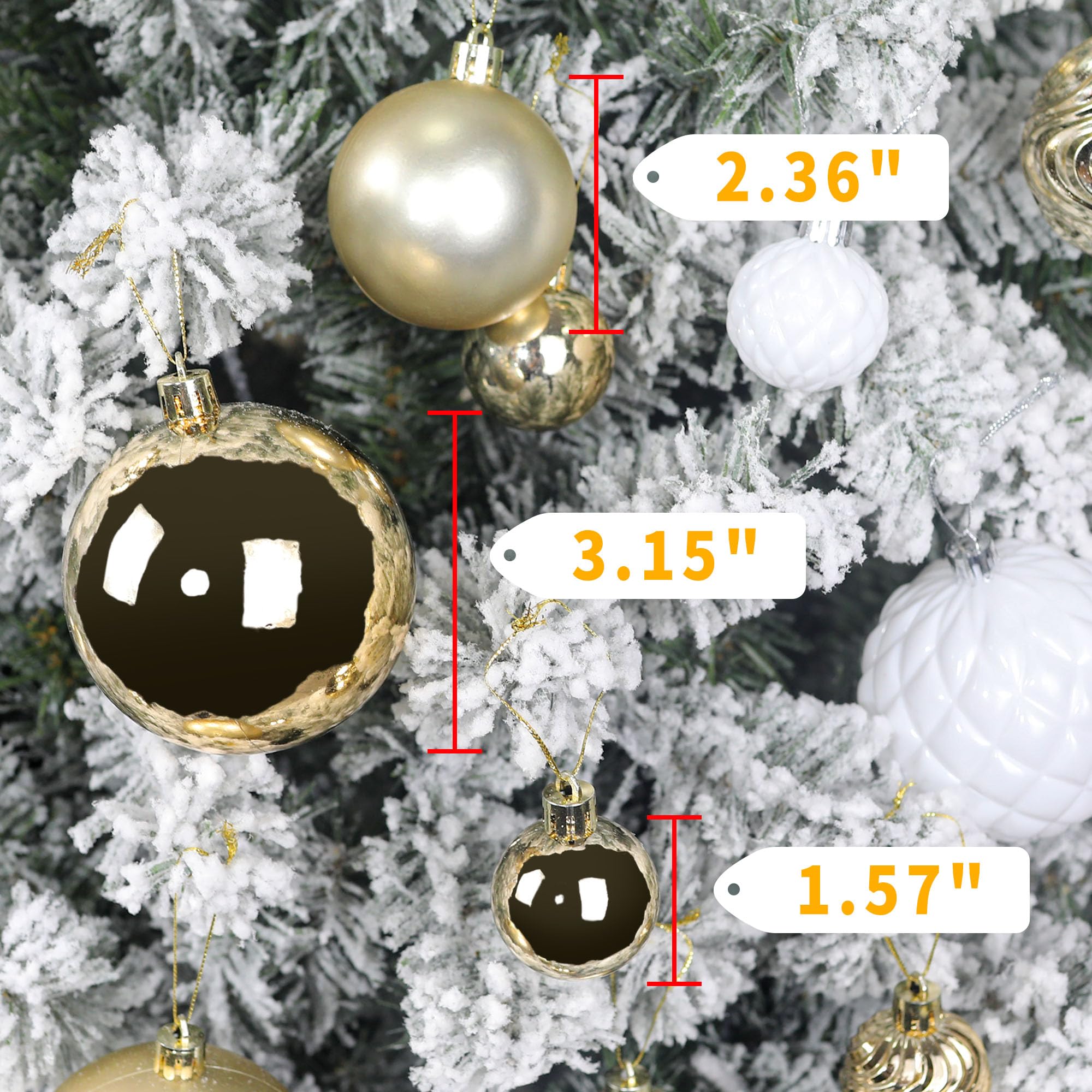 Annecy Christmas Tree Ornaments - 36 PCS Shatterproof Christmas Ball Ornaments Set for Christmas, Holiday, Wreath & Party Decorations (Multi-Size, White)