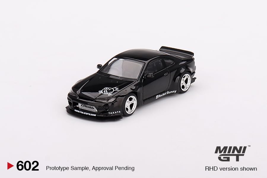 True Scale Miniatures Model Car Compatible with Nissan Silvia (S15) Rocket Bunny Black Pearl RHD Limited Edition 1/64 Diecast Model Car MGT00602