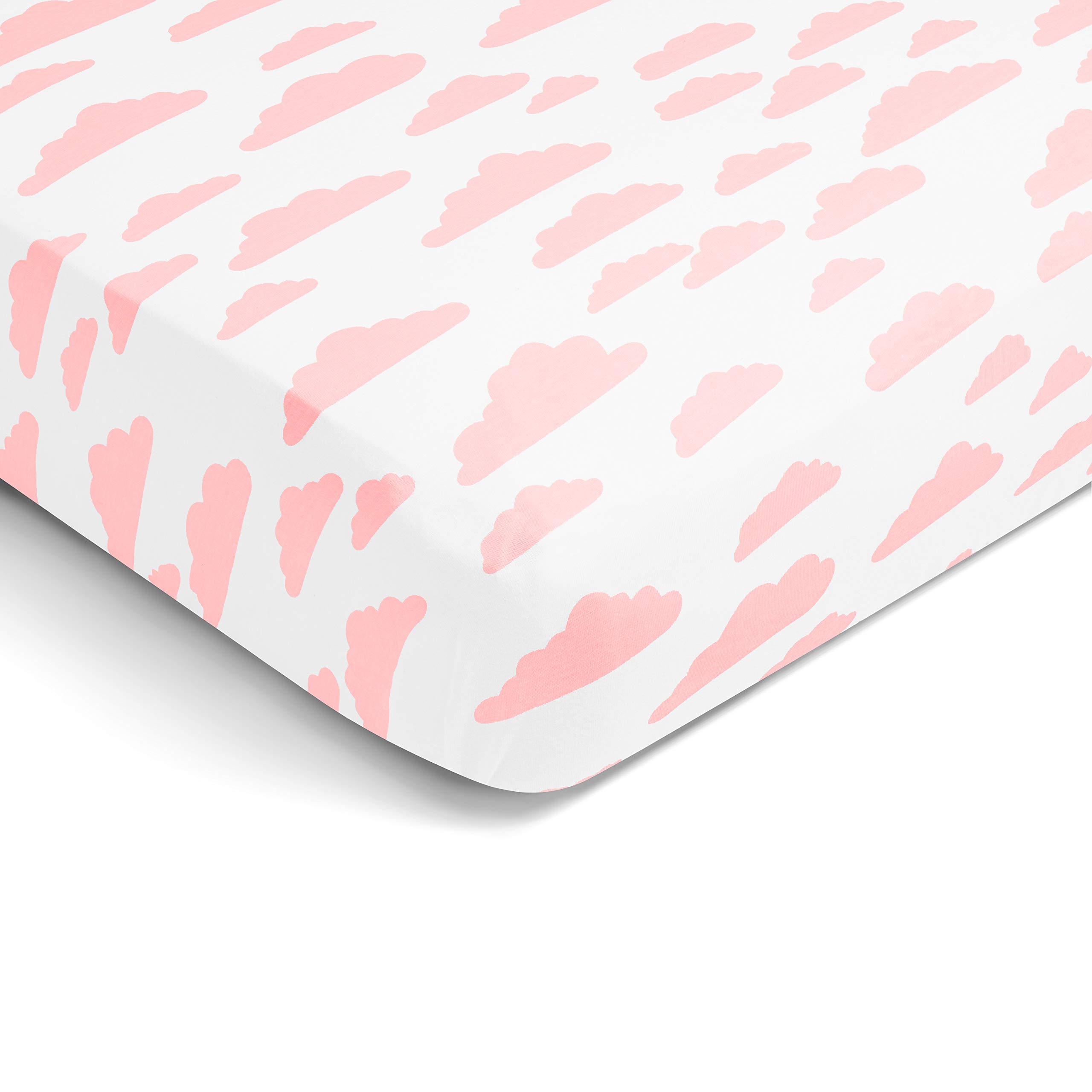 BaeBae Goods Fitted Baby Crib Sheets for Girls, 3 Pack, Soft and Breathable Jersey Cotton, Pink and White, Cute Girly Nursery Mattress Bedding, Universal Fit