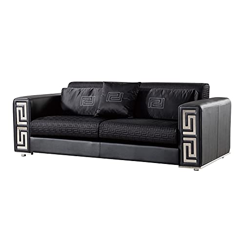 American Eagle Furniture AE223 Black Color with Faux Leather and Fabric Sofa