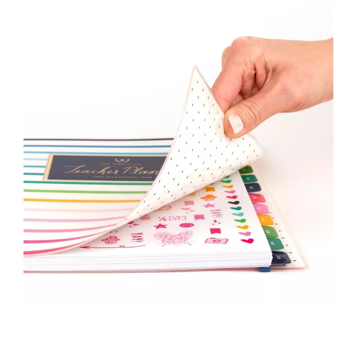At-A-Glance Emily Ley 2023-24 Teacher Planner 11"x8.375" Weekly/Monthly Happy Stripe