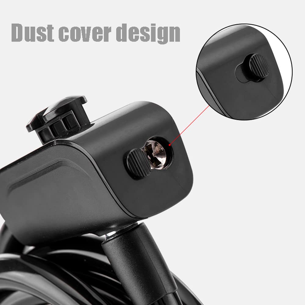 AZPINGPAN 150cm Self-Rolling Bicycle Lock丨Built-in Dust Cover Copper Lock Core Anti-Theft Steel Cable Chain Lock丨Outdoor Portable Mountain Road Motorcycle Fixing Accessories