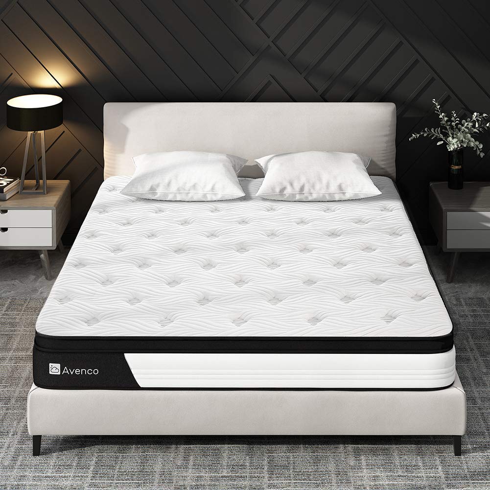 Avenco Queen Mattress, Hybrid Mattress Queen Size, 12 Inch Pocket Spring and Gel Memory Foam Mattress Queen in a Box, Medium Firm, Strong Edge Support, CertiPUR-US & ISPA, 100 Nights Trial