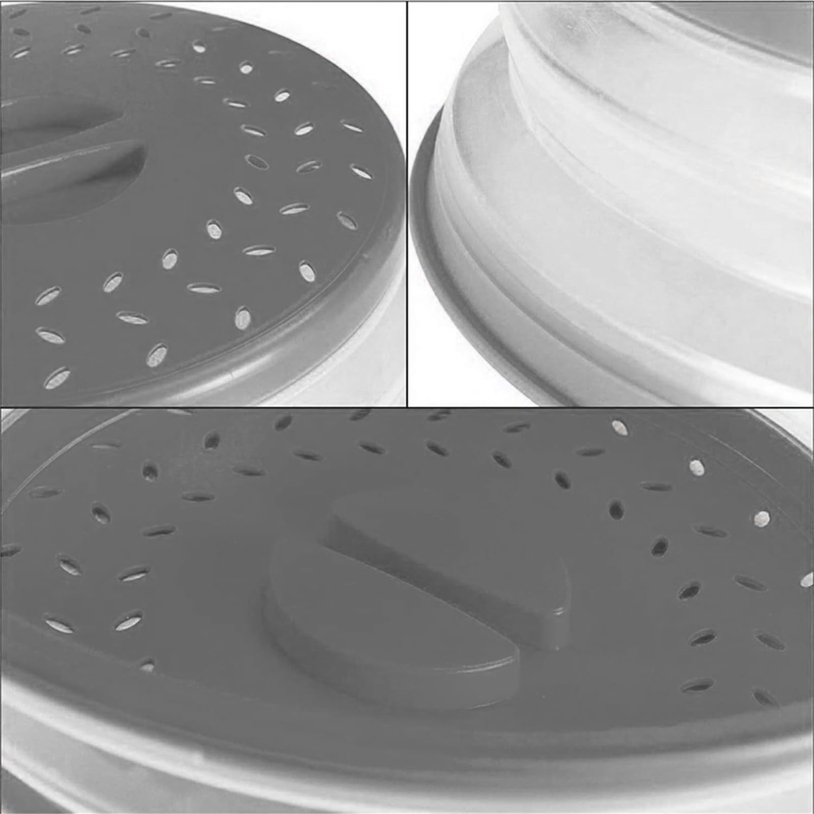 Generic Microwave Splatter Cover Collapsible Microwave Splatter Guard for Food Multi-Purpose Kitchen Gadget for Meal Safe BPA-Free Silicone & Plastic Dishwasher-Safe 2 Pcs 10.5Inch, Red, Grey