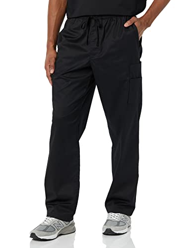 Amazon Essentials Men's Elastic Drawstring Waist Scrub Pant, Black, Medium