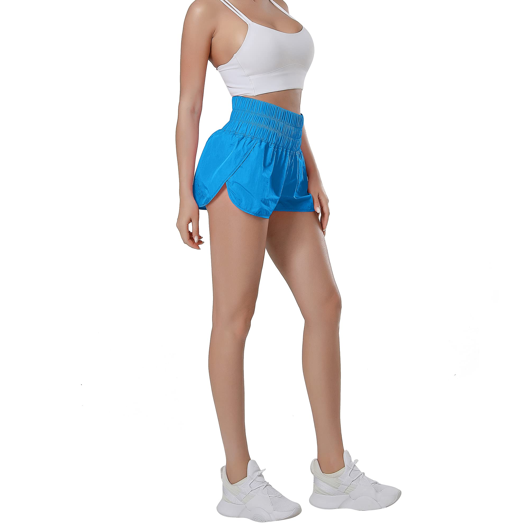Aurefin High Waisted Athletic Shorts for Women,Womens Running Shorts with Mesh Liner Quick Dry Casual Workout Active Shorts Light Purple/L