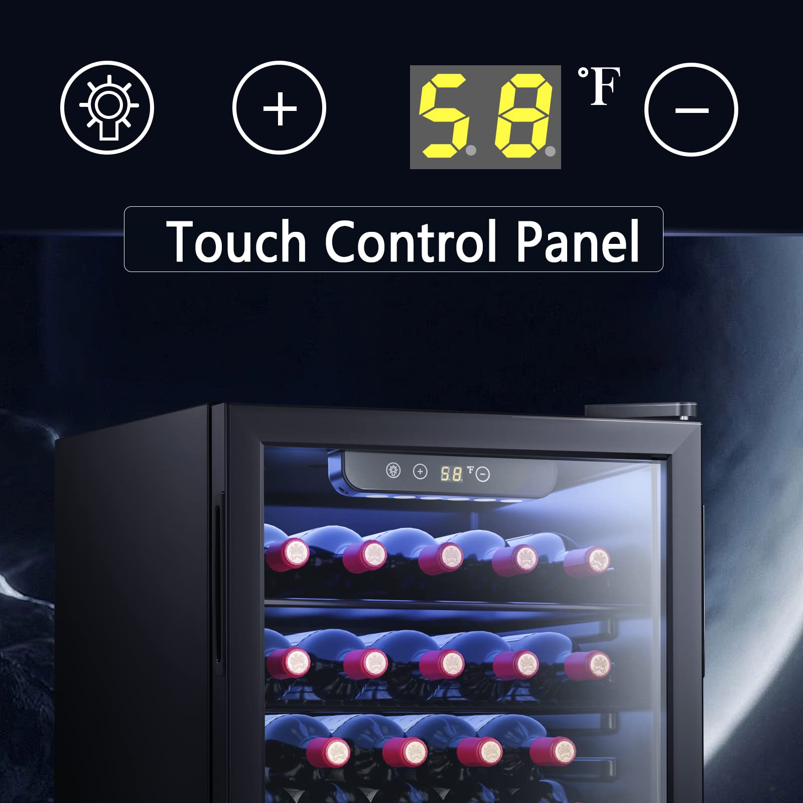 Antarctic Star 2.6 Cu.Ft 24 Bottle Wine Cooler/Cabinet Mini Beverage Refrigerator Cooler Glass Door for Soda Beer or Wine Small Drink Dispenser Clear Front for Home, Office or Bar, Black