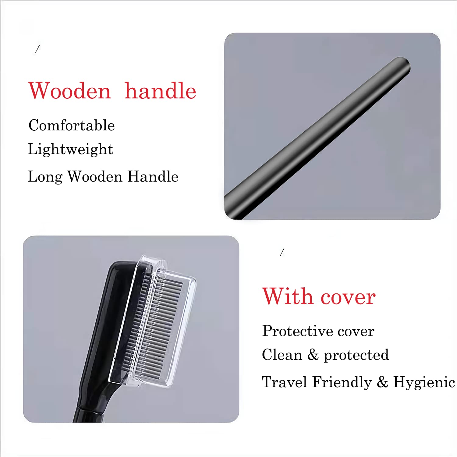 Eyelash Comb Lash Brush Separator - Eyelashes Separator Curler Makeup Mascara Applicator, Eyelash Grooming Brushes Metal Teeth, Eye Makeup Brush Tools with Comb Cover (1 Pcs Straight)