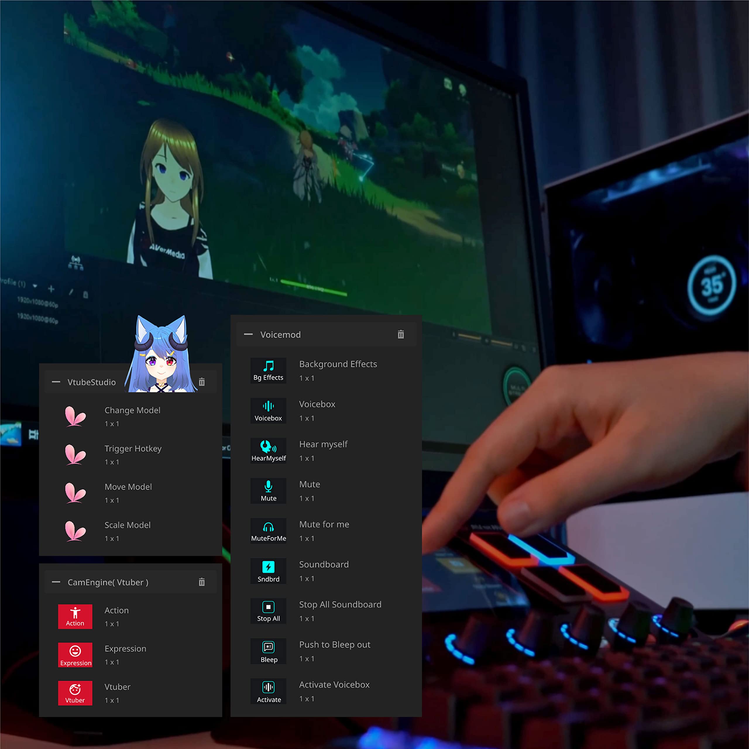 AVerMedia Live Streamer AX310 - Creator Control Center, 6 Track Audio Mixer with IPS Touch Panel, Trigger Actions on OBS, Streamlabs, Spotify, VTube, Twitch, YouTube, and more