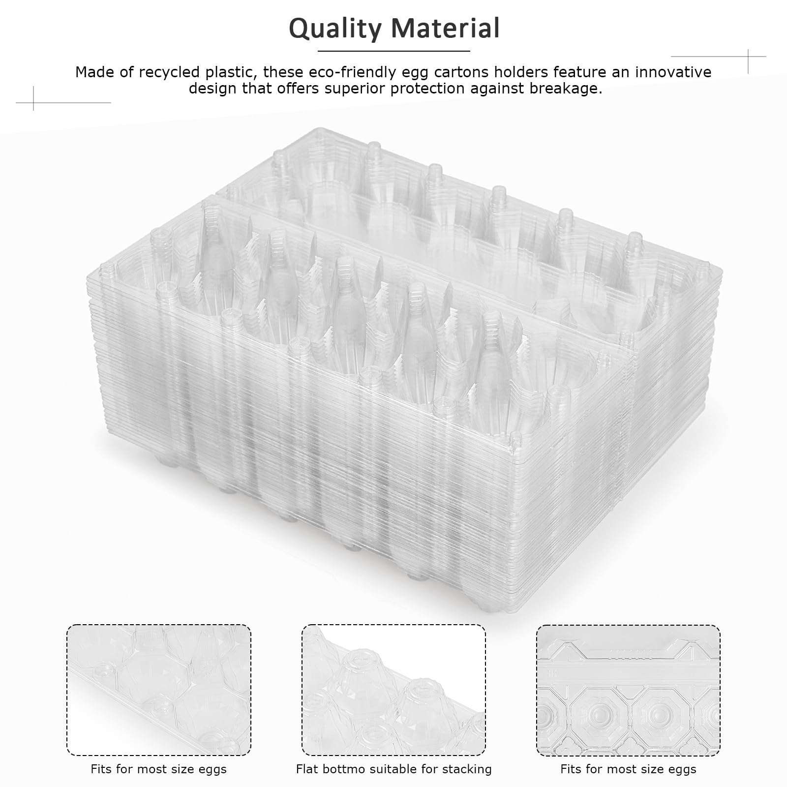 ALISWAT Clear Plastic Egg Carton for 12 Eggs, 48Pack Egg Tray Reusable Medium Size Egg Cartons Suitable for Refrigerator Chicken Farm Markets, Egg Cartons Cheap Bulk, 2x6Grids