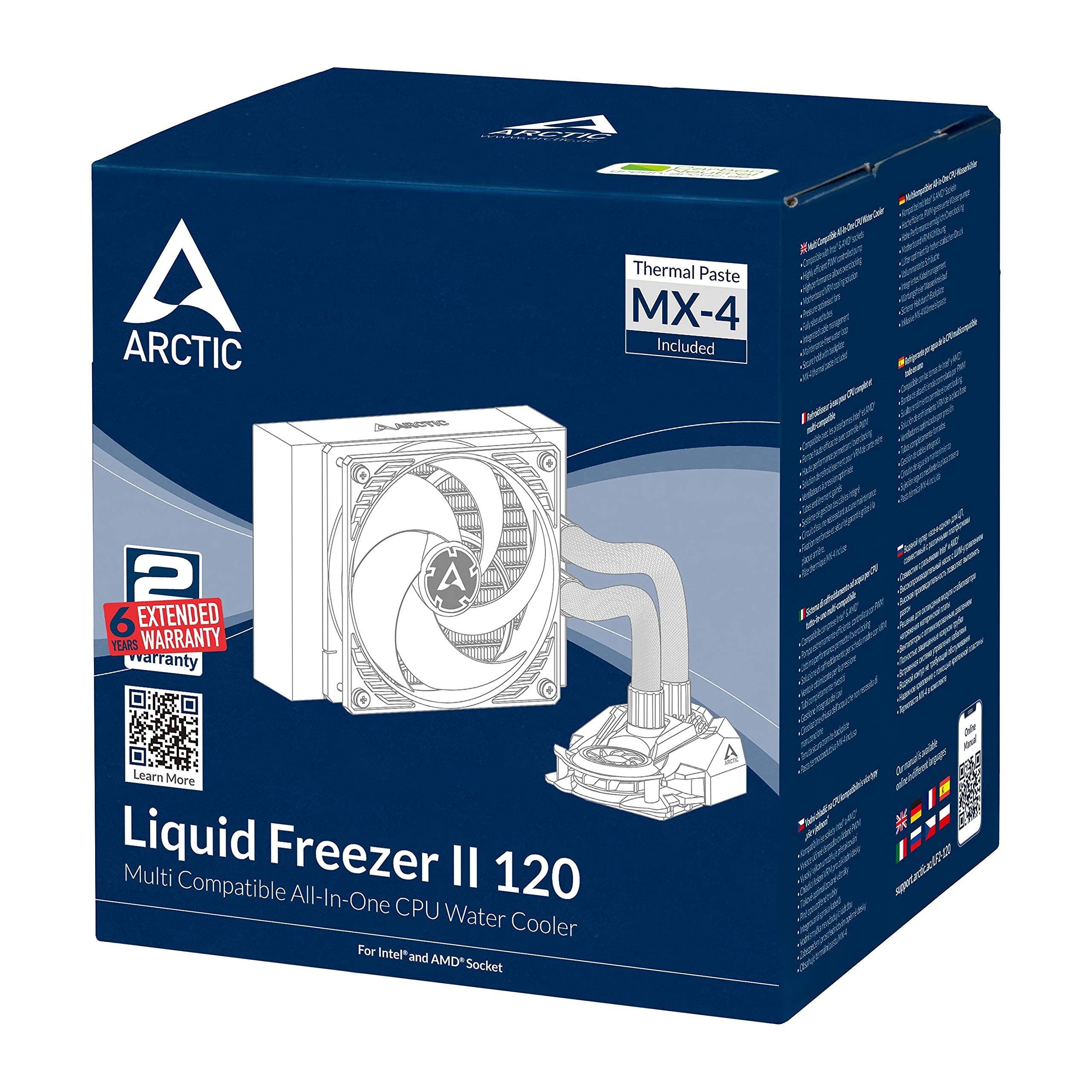 ARCTIC Liquid Freezer II 120 - Multi Compatible All-in-One CPU AIO Water Cooler, Compatible with Intel & AMD, Efficient PWM Controlled Pump, Fan Speed: 200-1800 RPM, LGA1700 Compatible - Black