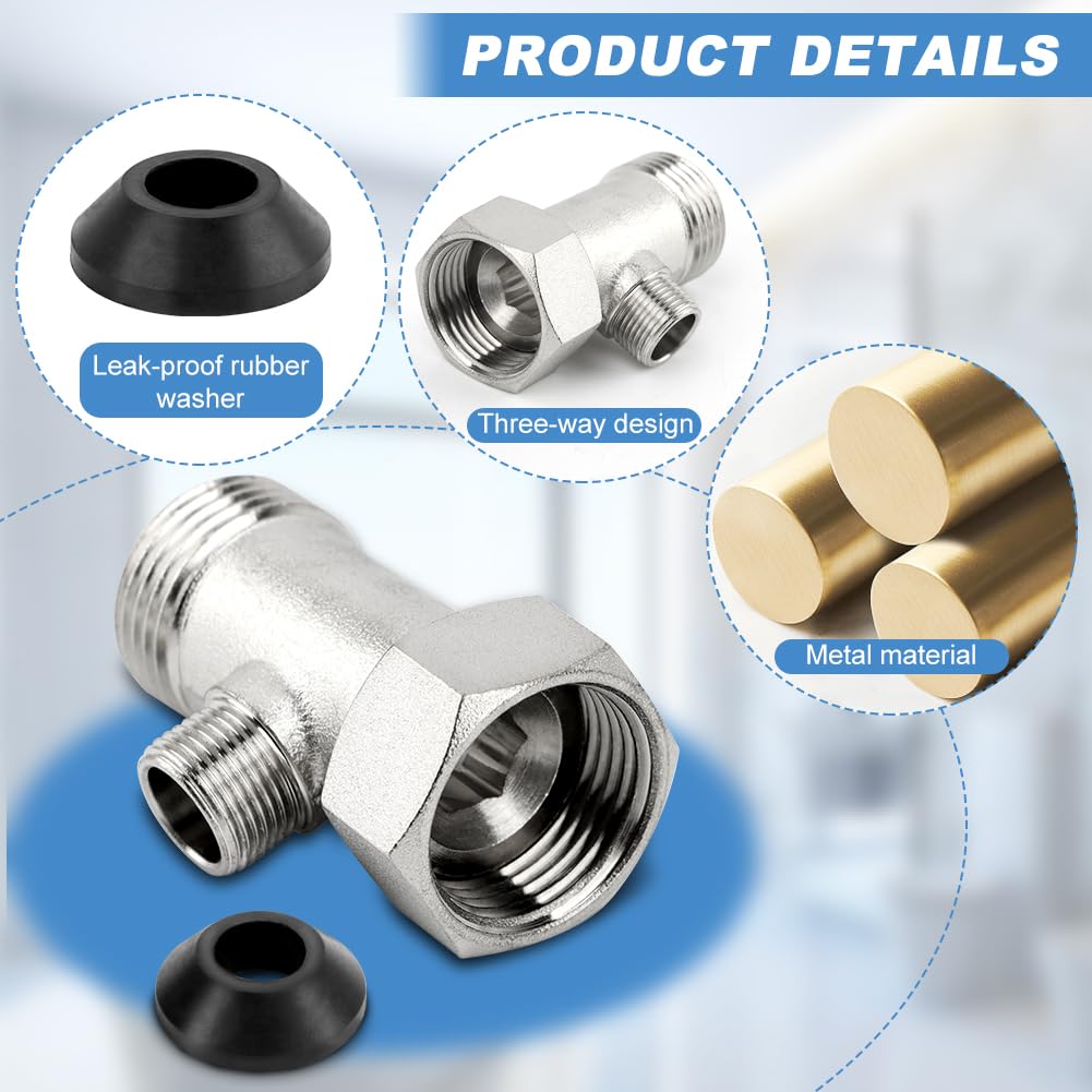 Bidet T Adapter, 3 Way Adapter or Tee Connector (15/16″ x 15/16″ x 9/16″ or 7/8″ x 7/8″ x 3/8″), Bidet Attachment for Toilet