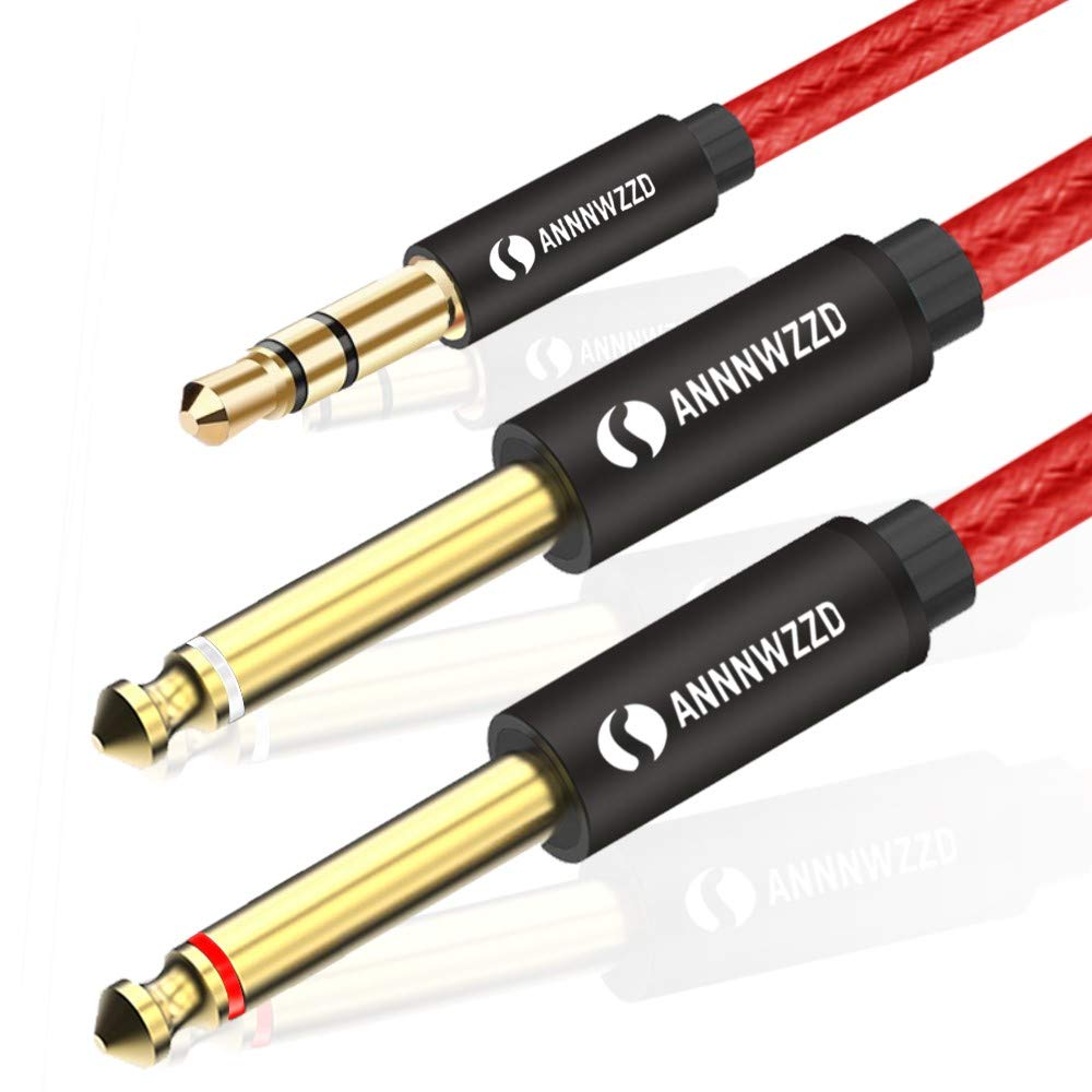 ANNNWZZD 1/8 to 1/4 Stereo Cable, 1/4 to 3.5mm 1/8 TRS Y Splitter Audio Cord Compatible with Phone, PC, Computer Sound Card 10ft/3m