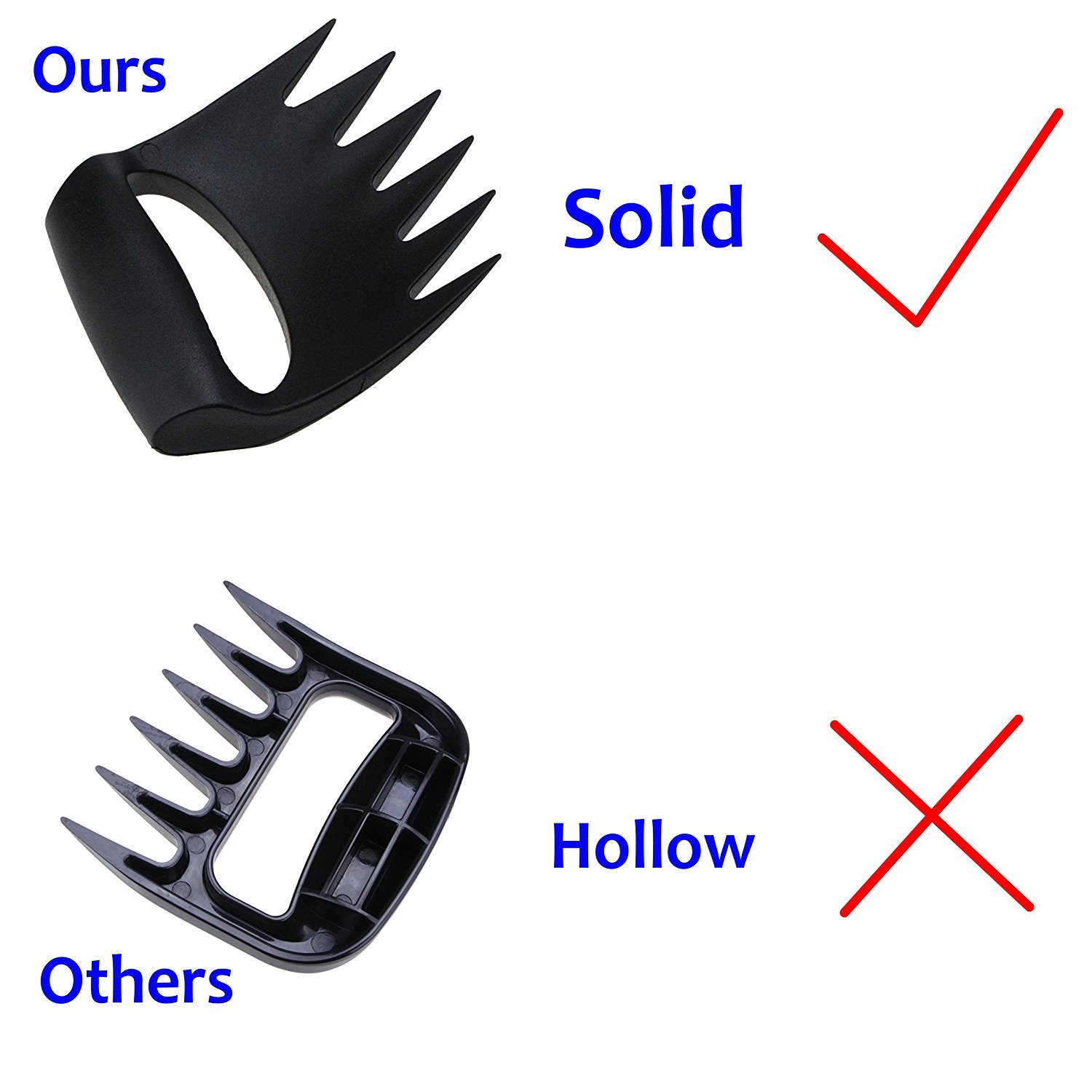 MSY BIGSUNNY Wolf Meat Claws, Solid Core and Sturdy Shredder Claws for Pulled Pork Shredder Claws BBQ Grill Tools (Set of 2, Black)