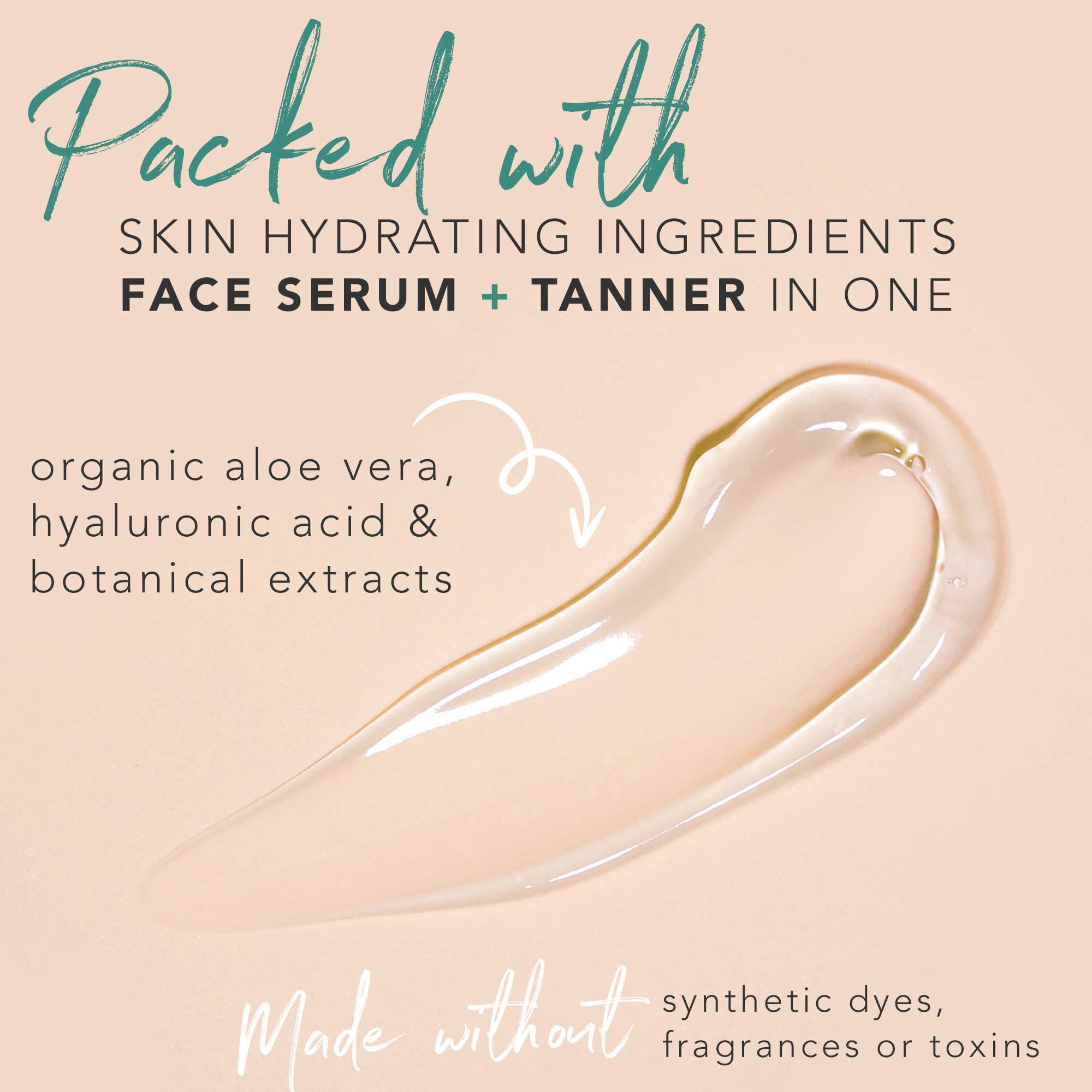 Face Tanner Serum - Fair to Medium Sunless Tanner for Face Sunless Tanner with Hyaluronic Acid - Self Tanner for Face Self Tan - Natural Face Tanner for Face Self Tanner