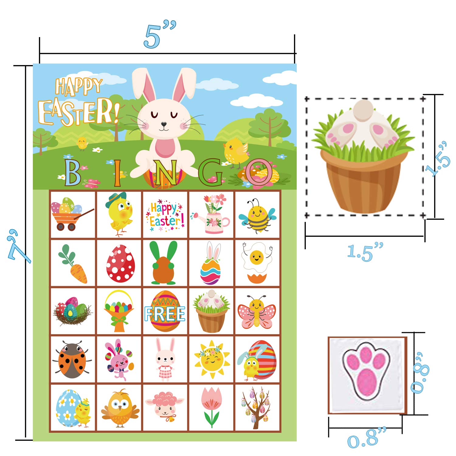 Funnlot Easter Games for Party Easter Bingo Game for Kids with 24 Players Easter Party Supplies for Family Classroom Activities