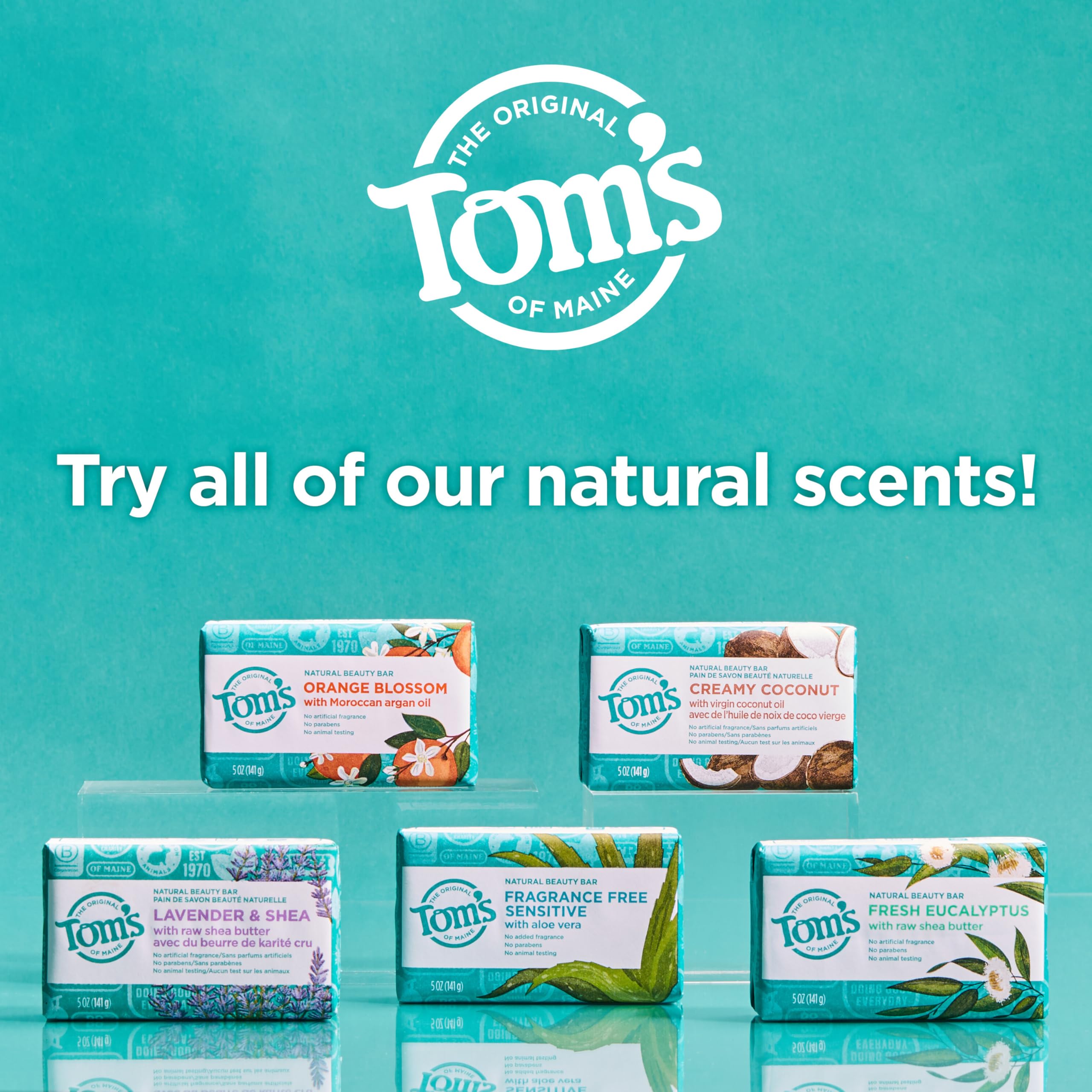 Tom's of Maine Natural Beauty Bar Soap, Orange Blossom With Moroccan Argan Oil, 5 oz. 6-Pack