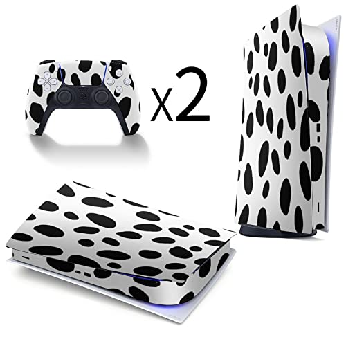 Black and White Animal Print Full Protective Skin Cover Design Wrap Decal Sticker Compatible with PS5 Digital Edition Console and Controller