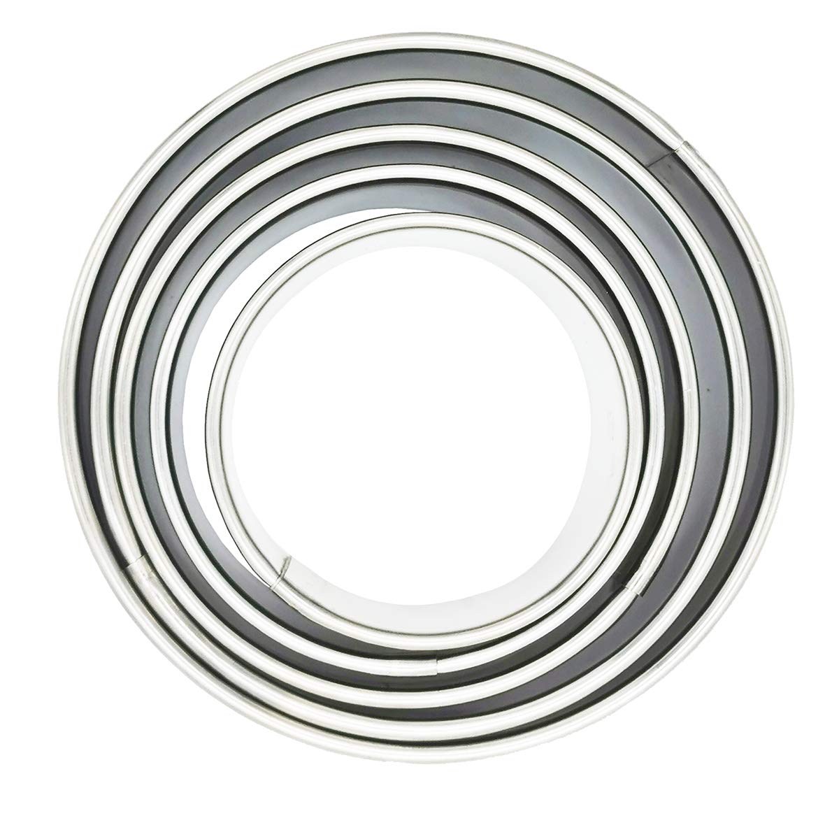 Antallcky Round Cookie Cutter Set-5 pcs Stainless Steel Circle Biscuit Molds Fondant Cake Cookie Cutter Set Pastry Heavy Duty Ring Mold-4,3.6,3.2,2.8,2.4in