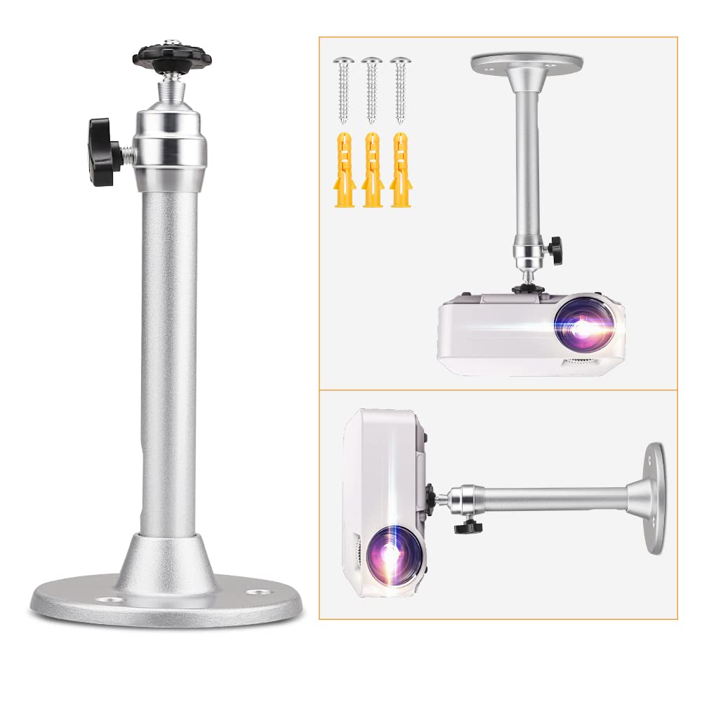 Angrox Mini Projector Mount, Projection 360 Degree Mini Stand/Mount for DR.J/VANKYO/QKK/PVO/AuKing/Jinhoo/DBPOWER/Anker/AAXA and Most Other Mini Projector-Silver