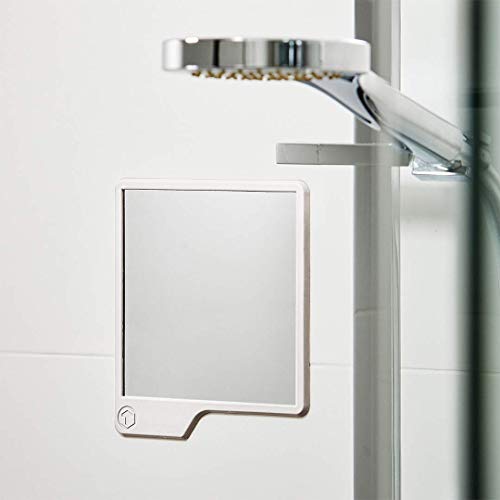Tooletries – Oliver Shower Mirror - Premium Shower Mirror for Shaving, Grooming - 100% Silicone - SHATTERPROOF Mirror - Grips to Shiny Surfaces - No Suction Cups - No Adhesives - White