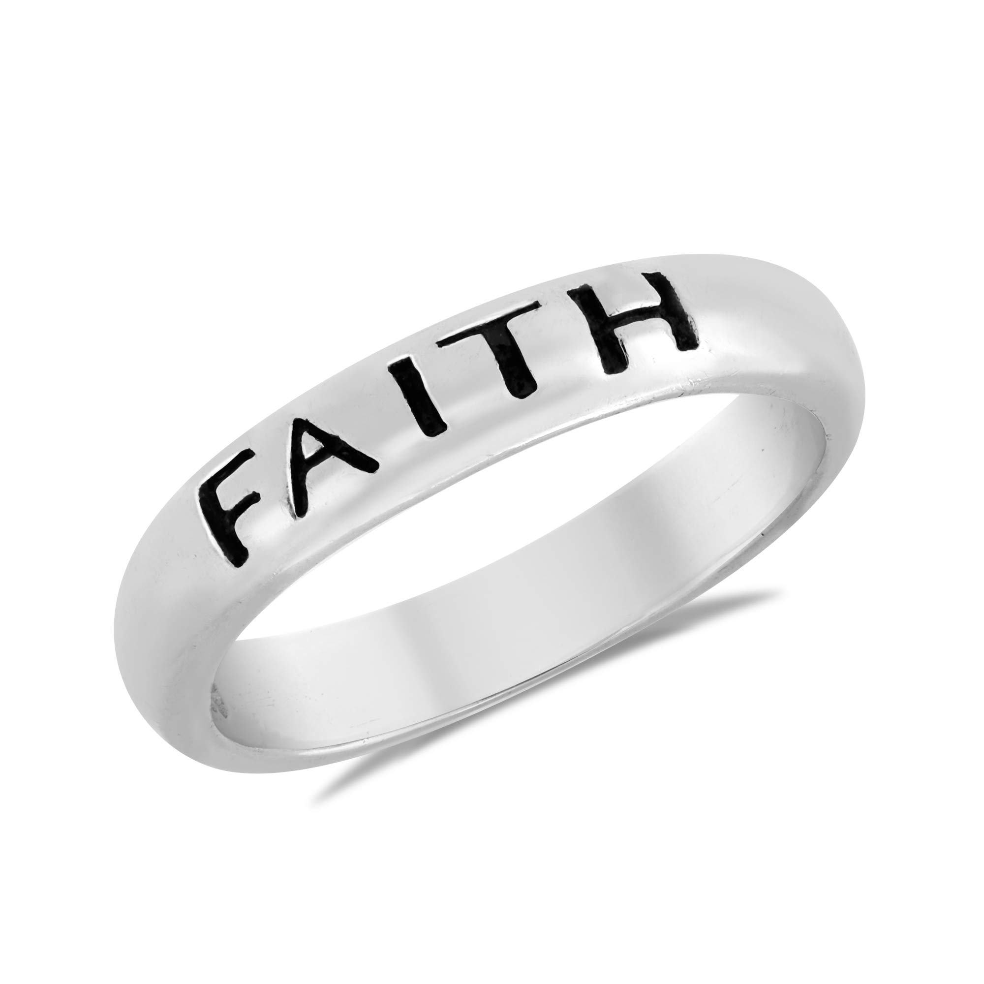AeraVida Simple Stylish Faith Inspirational Unisex .925 Sterling Silver Band Ring (8)